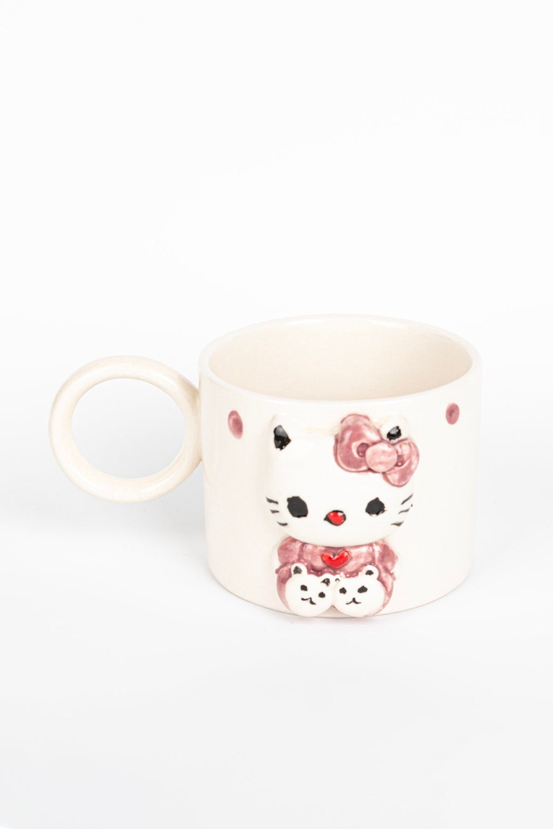 Handmade Hello Kitty Ceramic Mug Unique Gift Artisan Ceramic Coffee Mug ...
