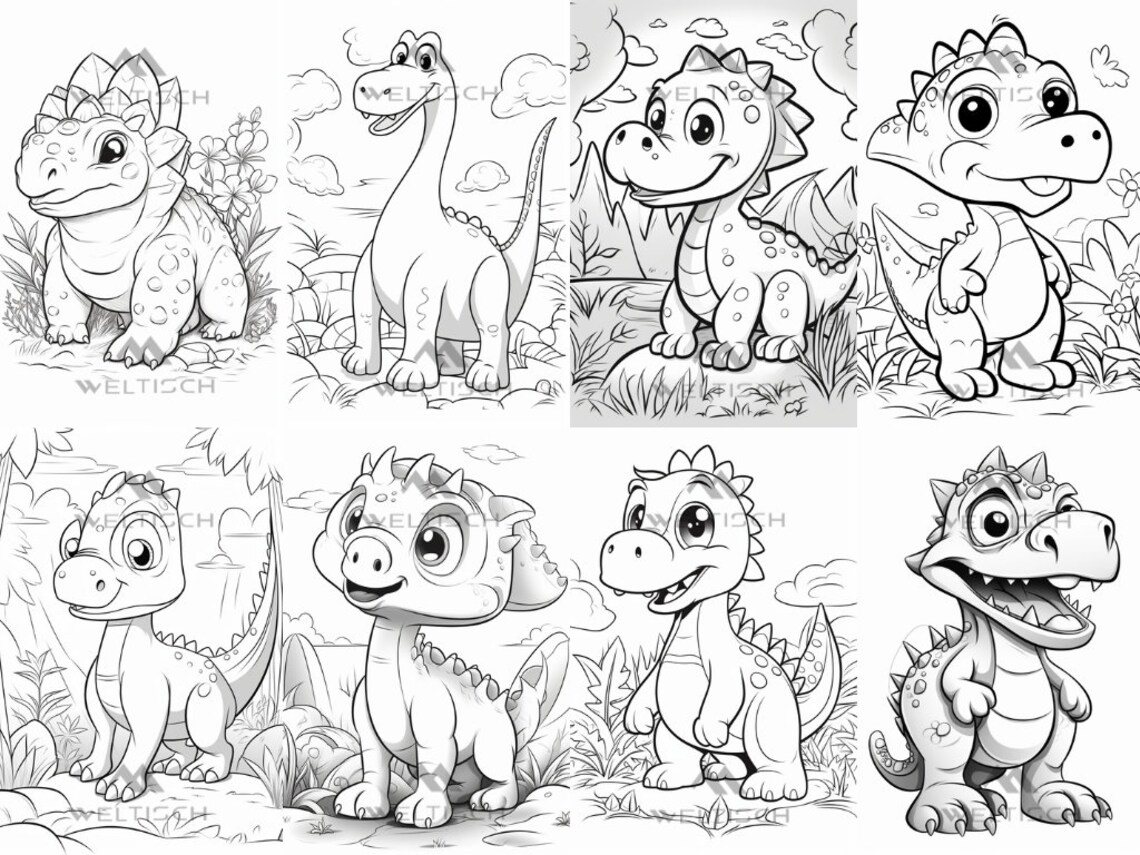 Dinosaur Coloring Pages Dinosaur Svg Dinosaur Birthday - Etsy