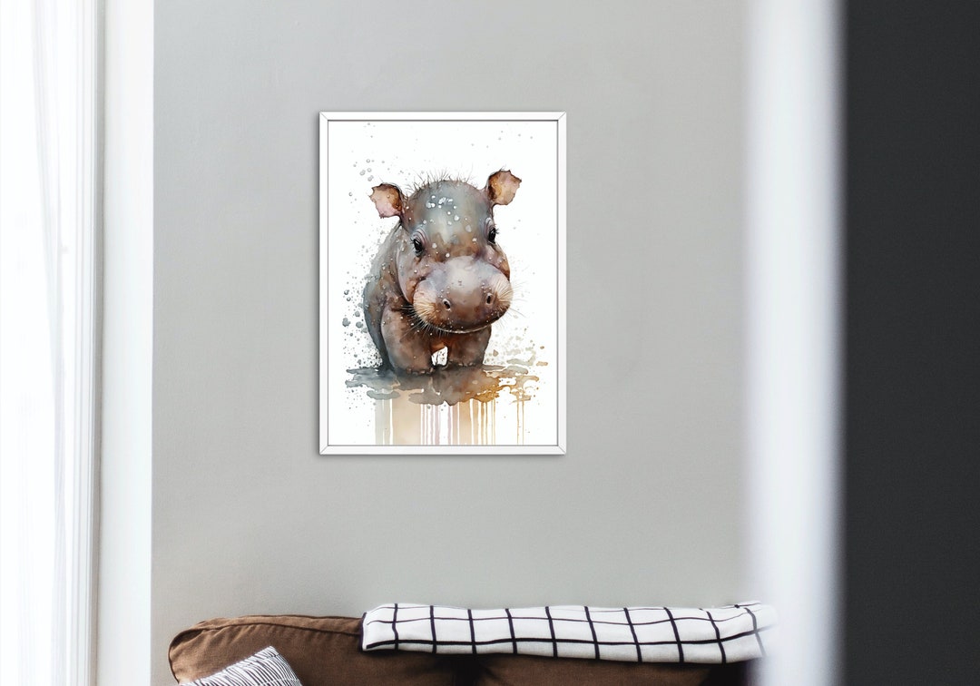 Watercolor Baby Hippo Gift | Nursery Mobile | Hippo Baby Shower ...