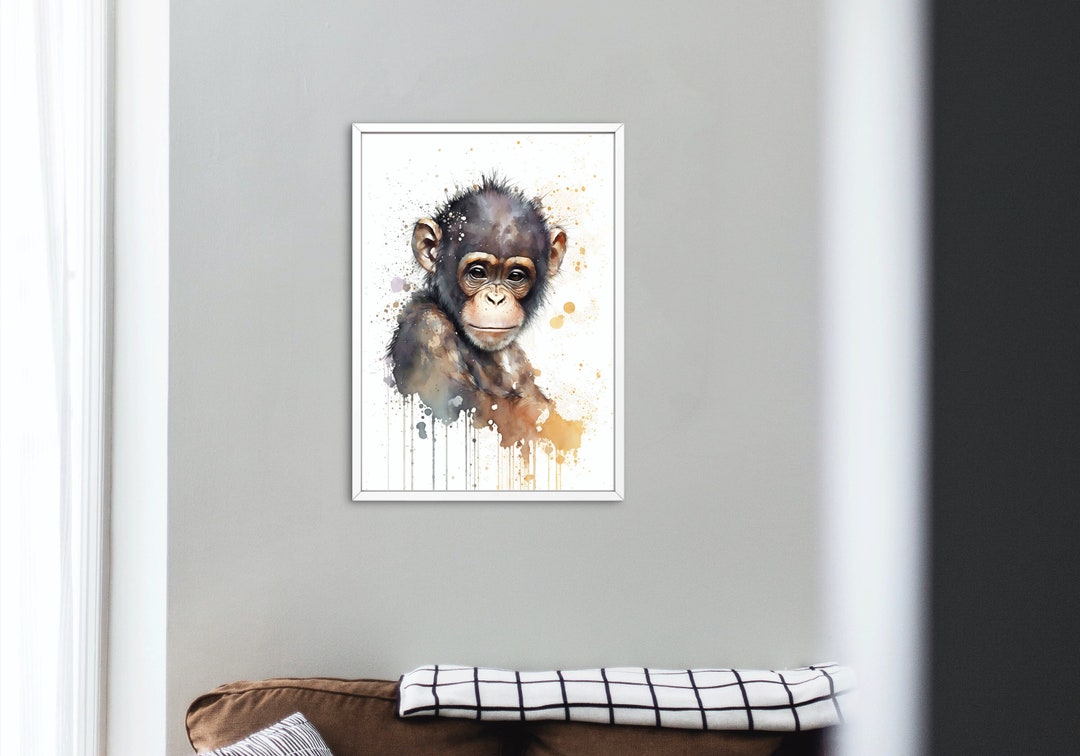 Wwatercolor Baby Ape Gift | Ape Wall Art | Nursery Mobile | Ape Baby ...
