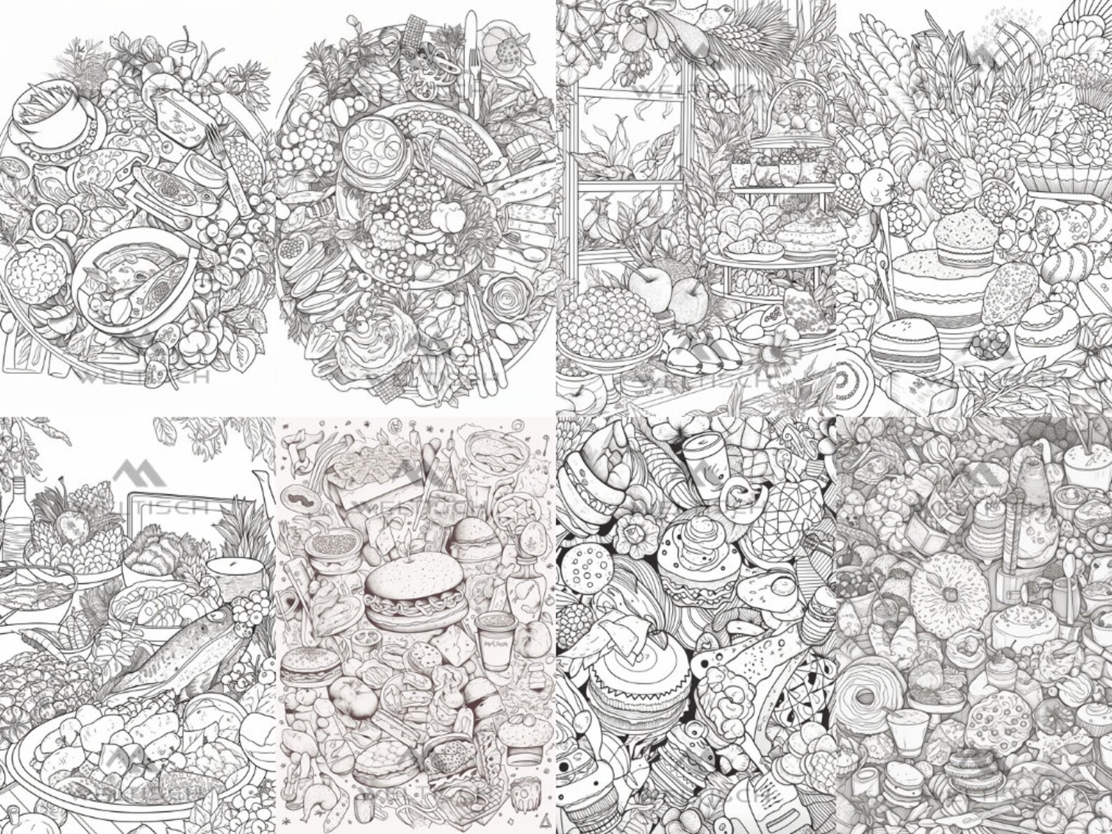 Food Coloring Pages INSTANT DOWNLOAD Printable Coloring Pages Coloring ...