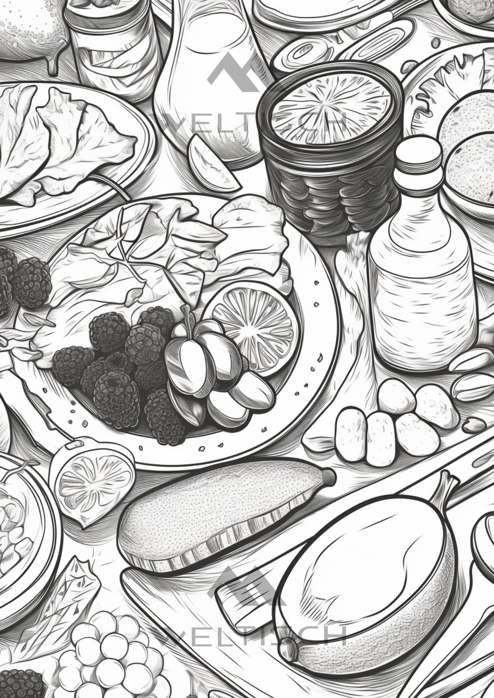 Food Coloring Pages INSTANT DOWNLOAD Printable Coloring Pages Coloring ...