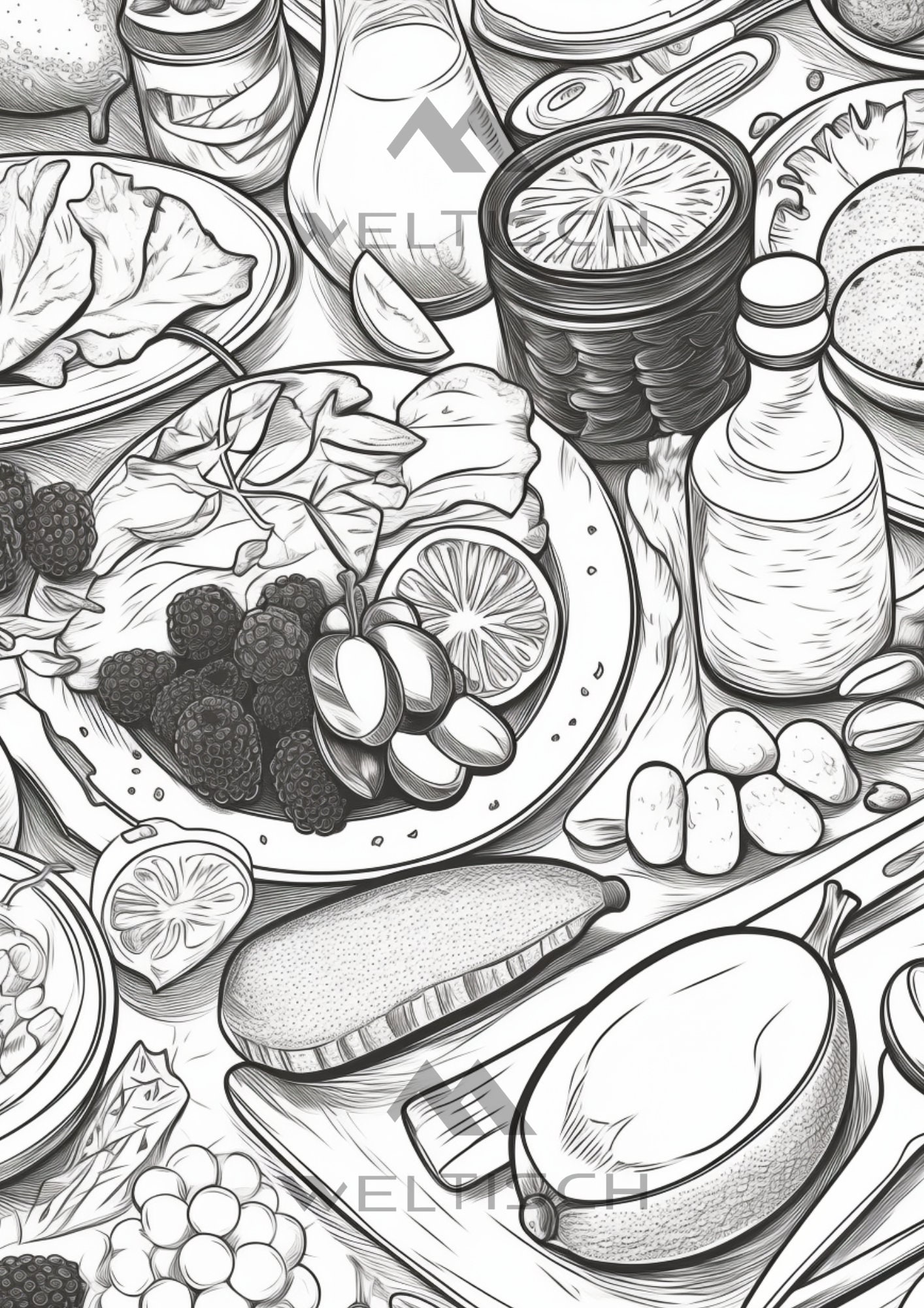 Food Coloring Pages INSTANT DOWNLOAD Printable Coloring Pages Coloring ...