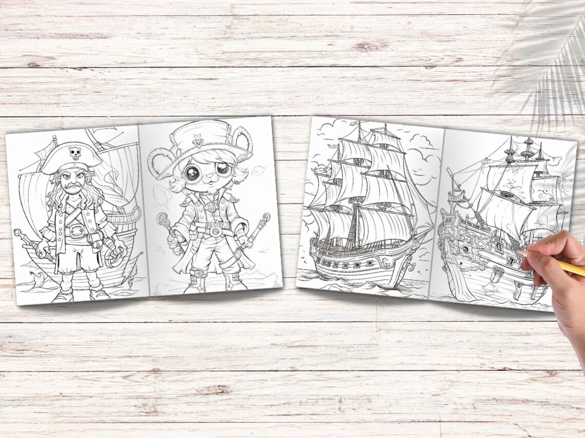 Pirate Coloring Pages INSTANT DOWNLOAD Printable Coloring Pages ...