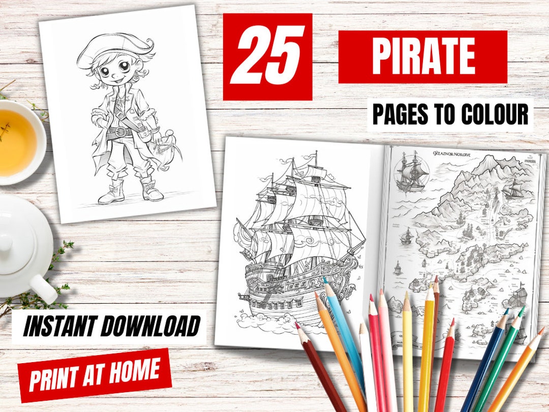 Pirate Coloring Pages | INSTANT DOWNLOAD | Printable Coloring Pages ...