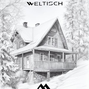 Grayscale Coloring Pages Houses | INSTANT DOWNLOAD | Printable Coloring ...