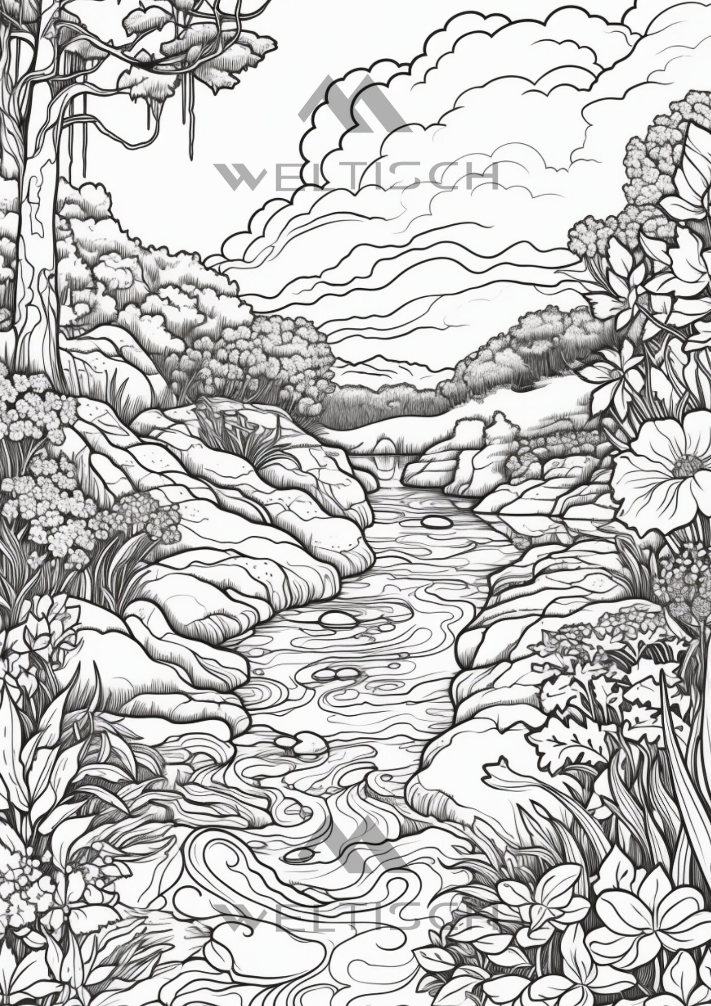Nature Landscape Coloring Pages Adult Coloring Pages - Etsy