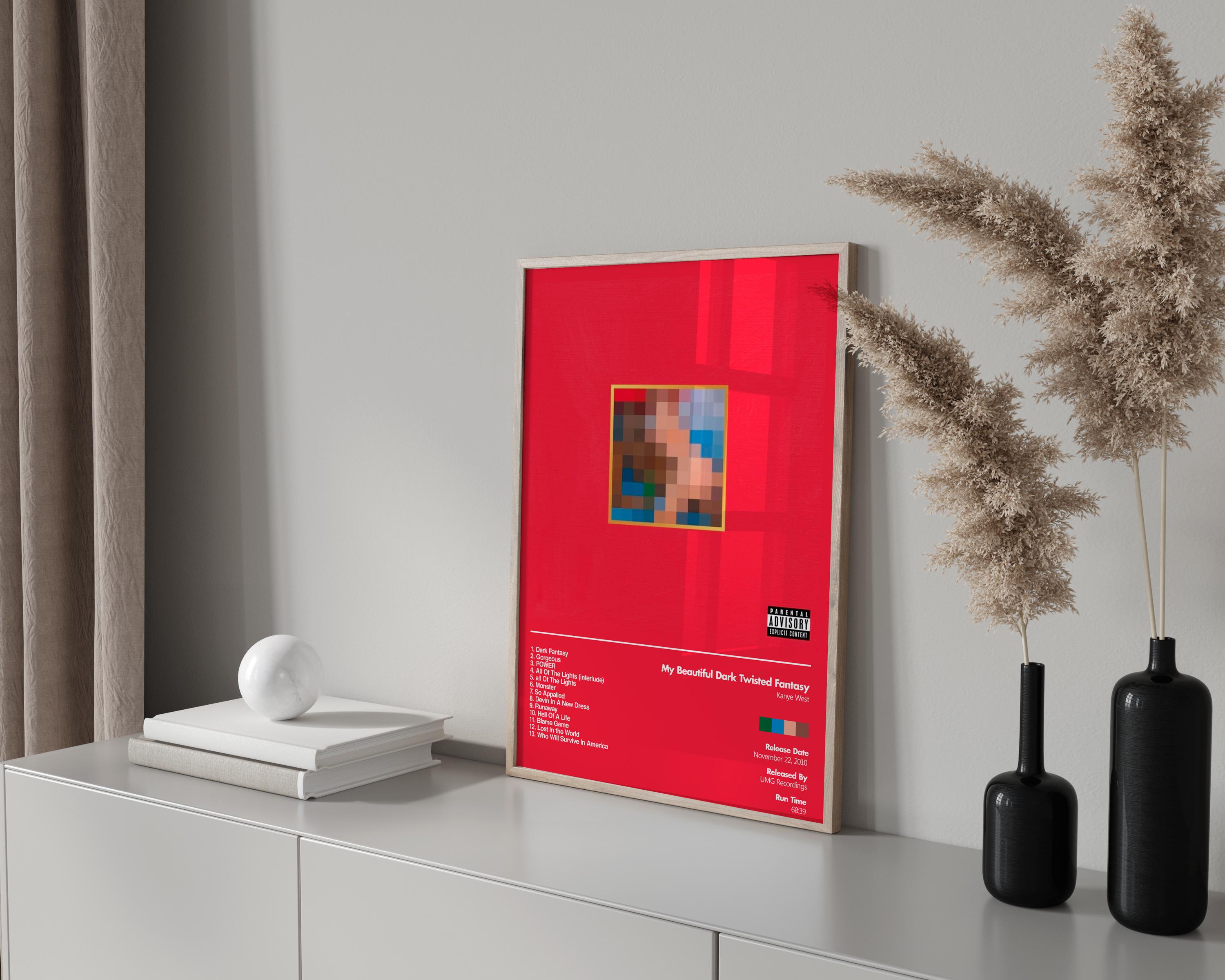 Kanye West Dark Twisted Fantasy Poster High Quality Print Photo Wall ...