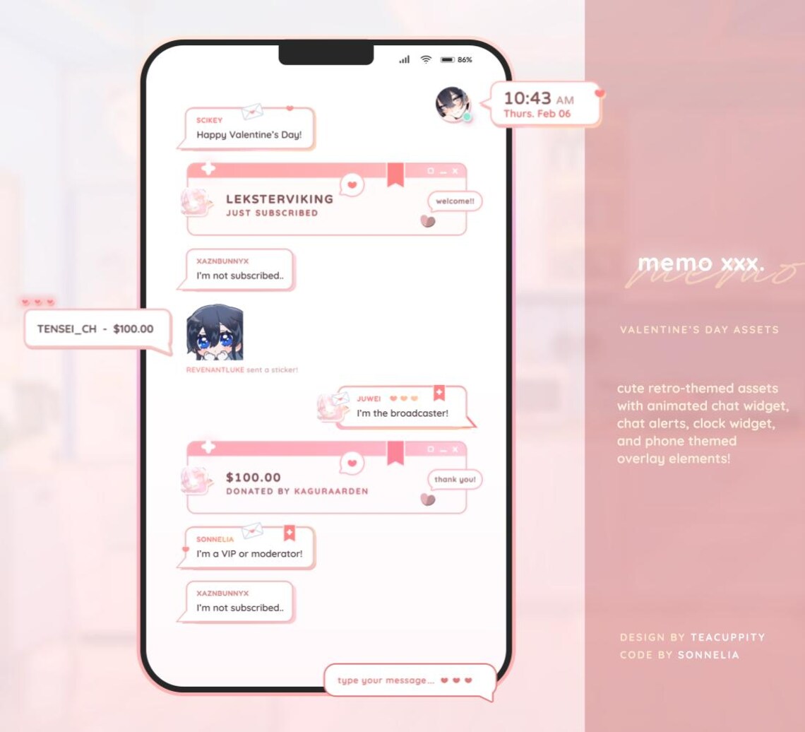 Memo Xx : Overlay, Chat Widget & Clock Widget Set | Valentine Theme ...