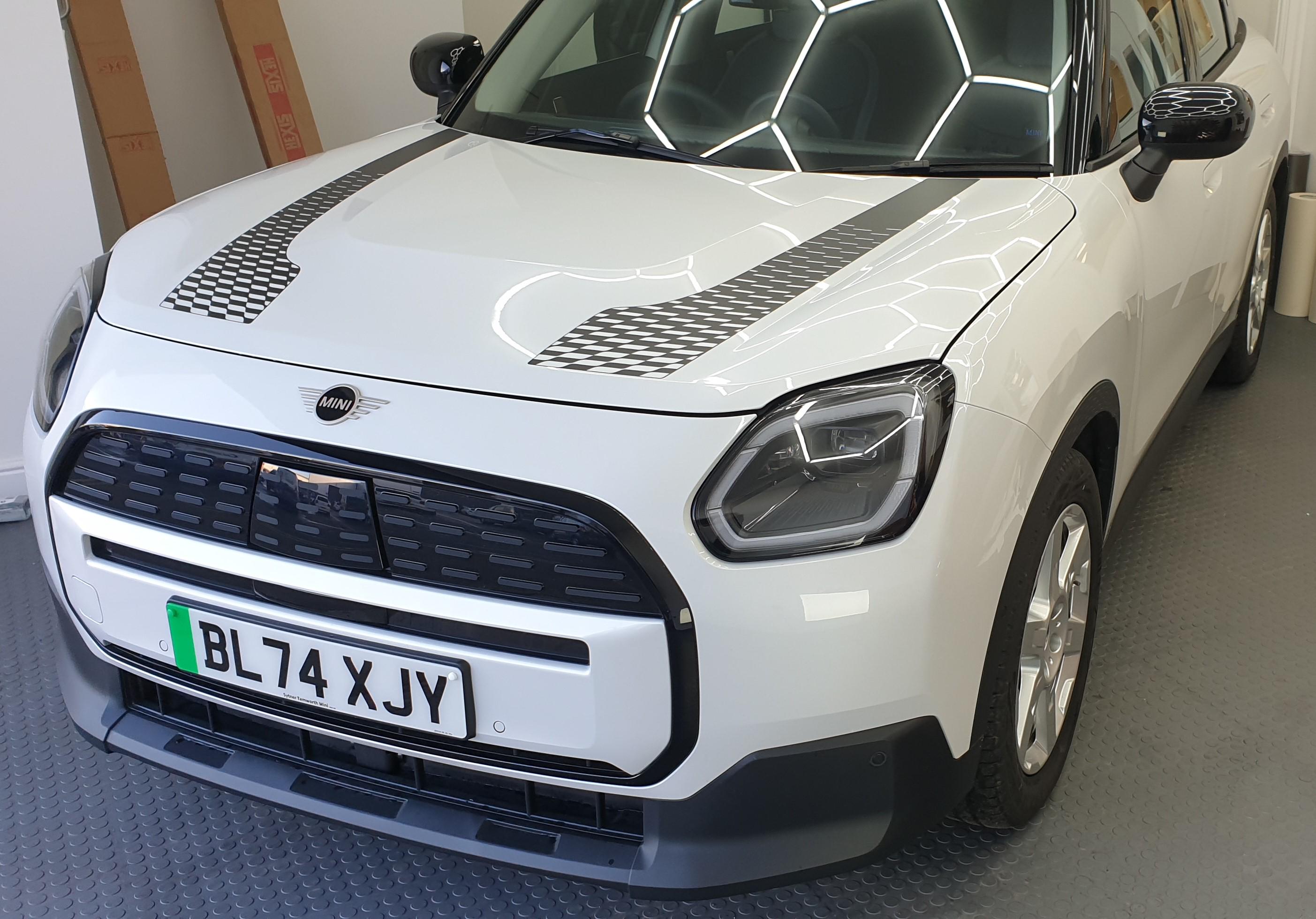JCW Bonnet Stripes Black & Transparent OEM Spec for Mini Countryman U25 ...