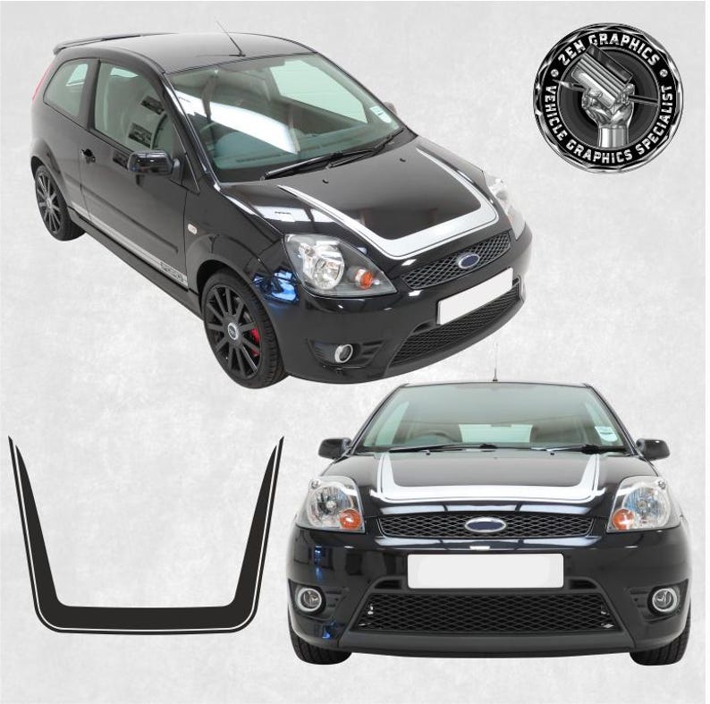 Bonnet Stripes Sticker for Ford Fiesta Ford Fiesta ST500 MK6 & ZS Zetec ...