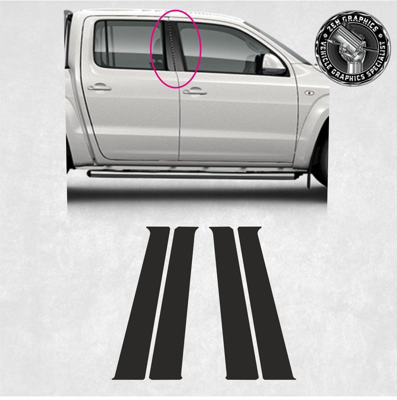 B Pillar Side Blackout Decals Stickers for VW Amarok 2012 - 2020 PPF ...