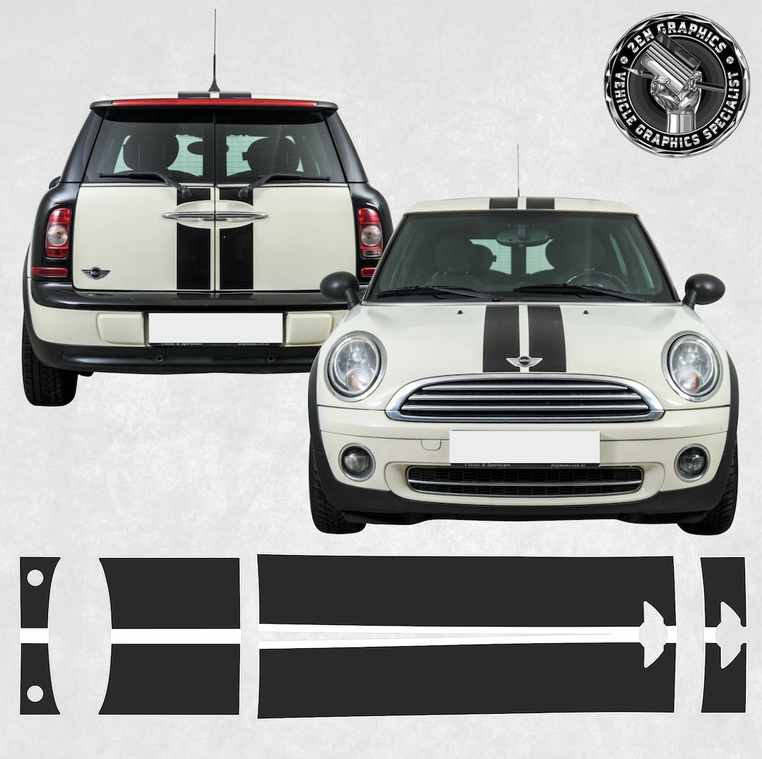 Bonnet and Rear Stripes Kit to Fit Mini R55 Clubman Cooper / Cooper S ...