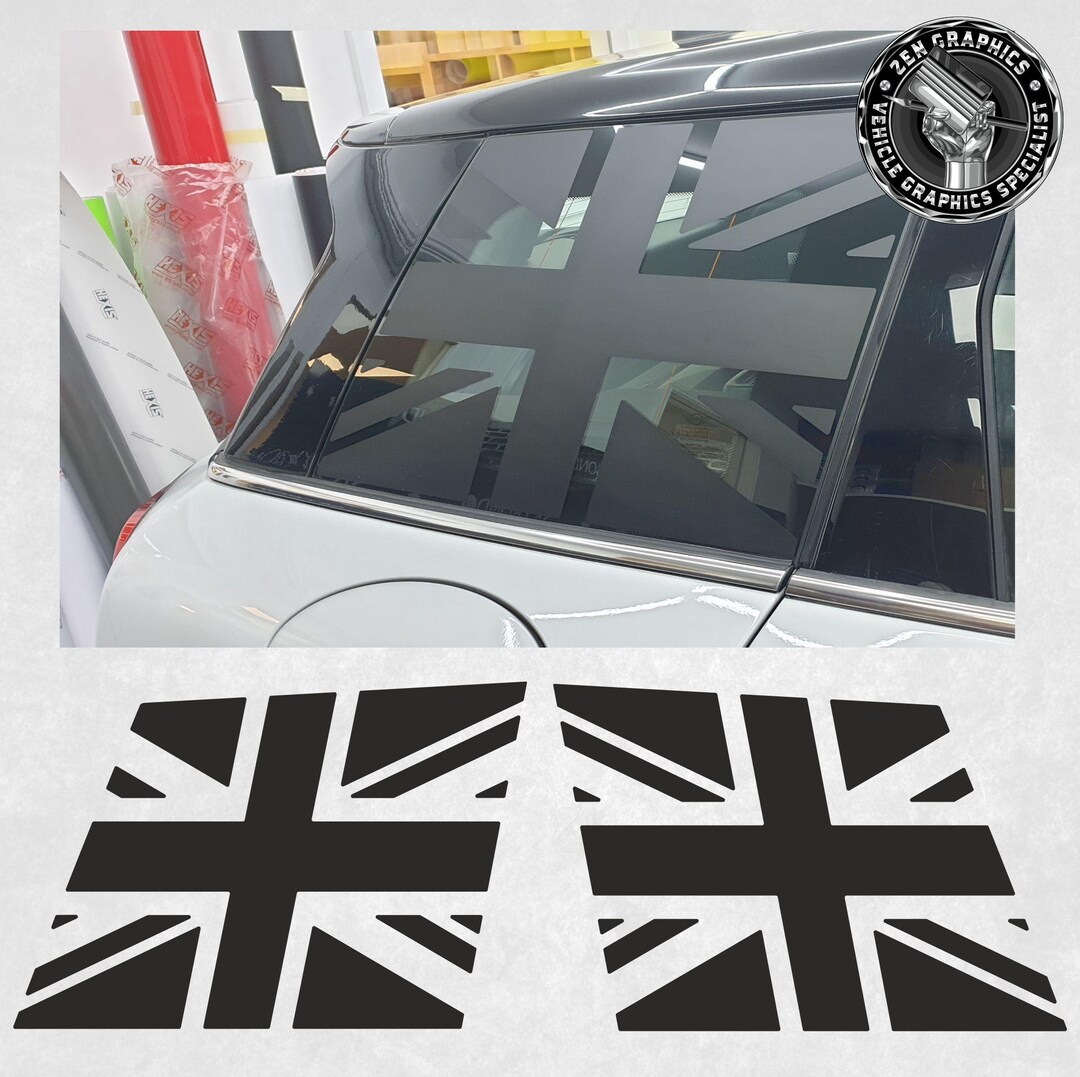 Side Quarter Union Jacks to Fit Mini F54 Clubman Cooper S / JCW All4 Vinyl Overlay Decals Vinyl ...