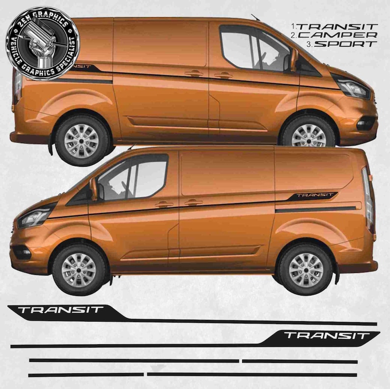 Side Stripes to Fit Ford Transit Custom Camper Sport Stickers Decals ...