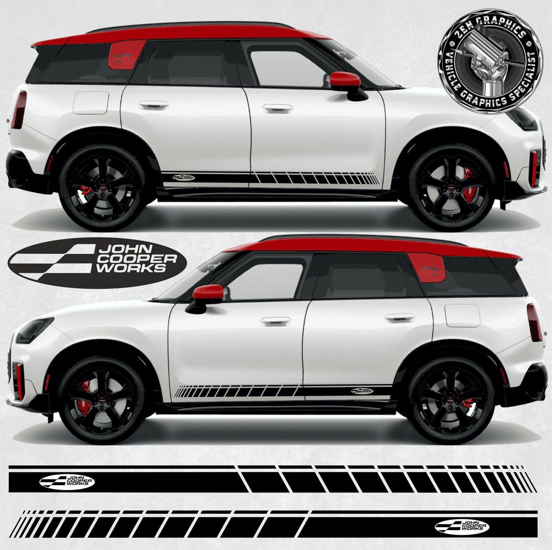 Side Stripes to Fit Mini U25 Countryman JCW Cooper S Works Vinyl Decals ...