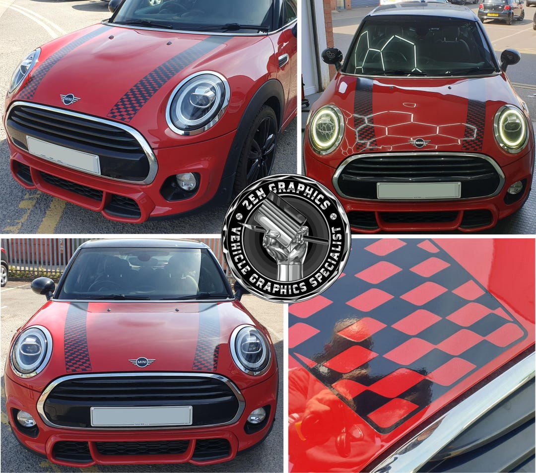 Transparent and Black Bonnet Stripes to Fit Mini Cooper JCW F55 5 Door ...