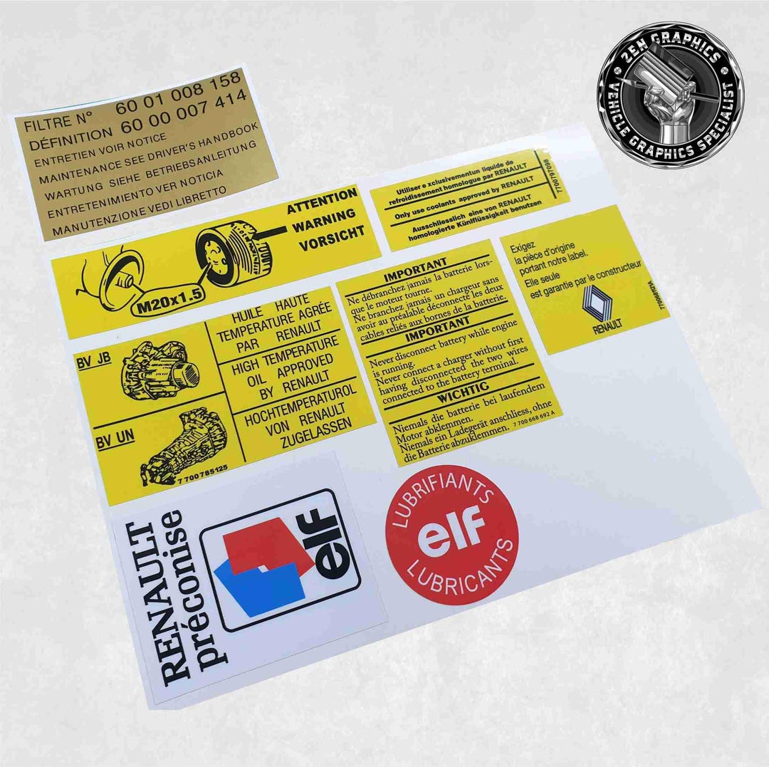 Replacement Decals to Fit Reno Super 5 GT Turbo Engine Bay Body ...