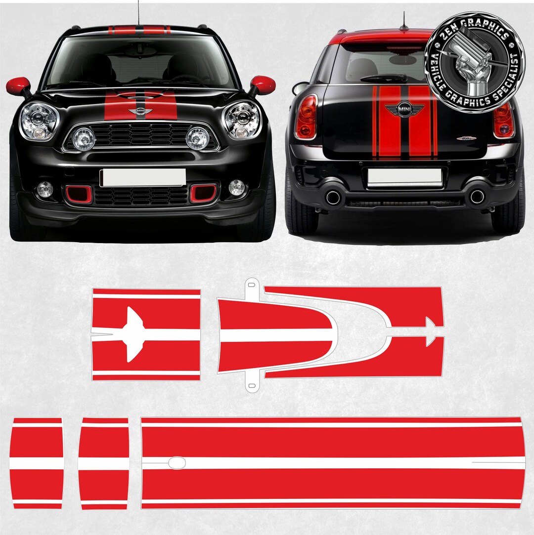 Bonnet and Rear Stripes to Fit Mini R60 Countryman Cooper / S & JCW ...