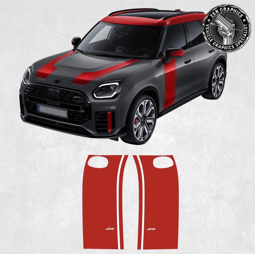 Door Side Stripes to Fit Mini U25 Countryman JCW Cooper S Works Vinyl ...