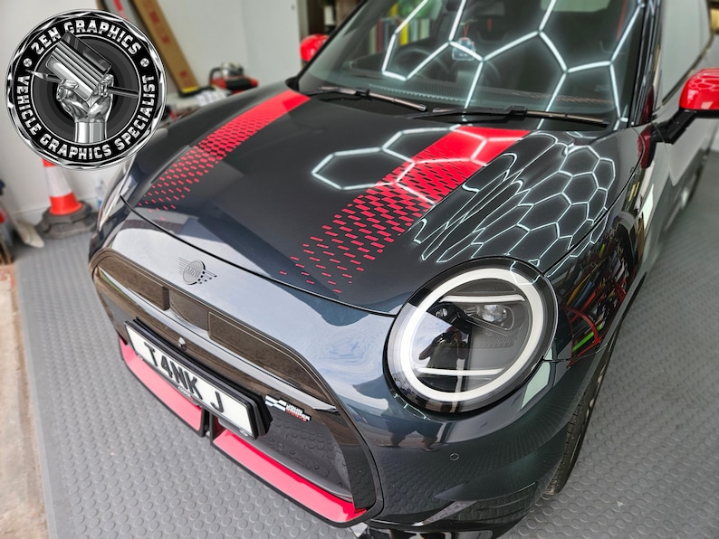 Die Cut Bonnet Stripes Kit to Fit Mini J01 Electric Cooper E SE JCW ...