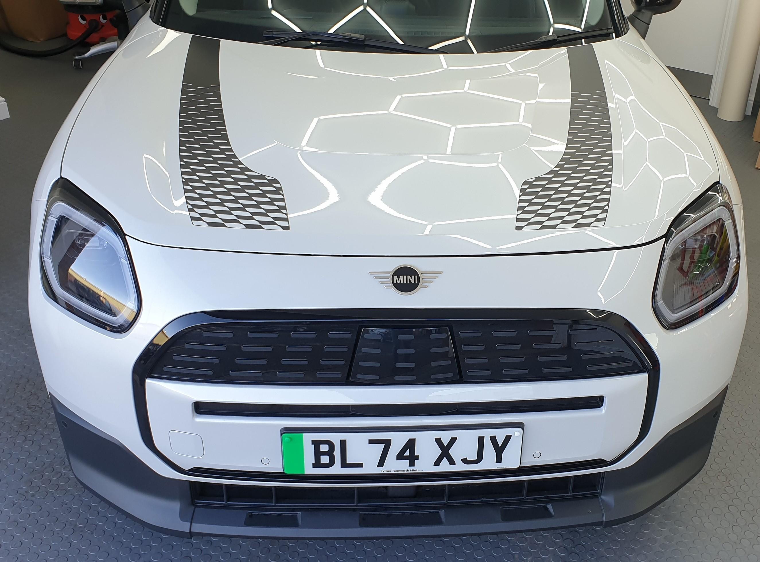 JCW Bonnet Stripes Black & Transparent OEM Spec for Mini Countryman U25 ...
