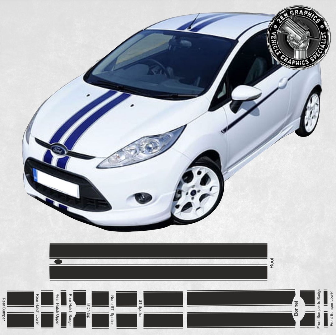 Over the Top Stripes to Fit Ford Fiesta ST / ZS MK7 2008 - 2012 (pre ...