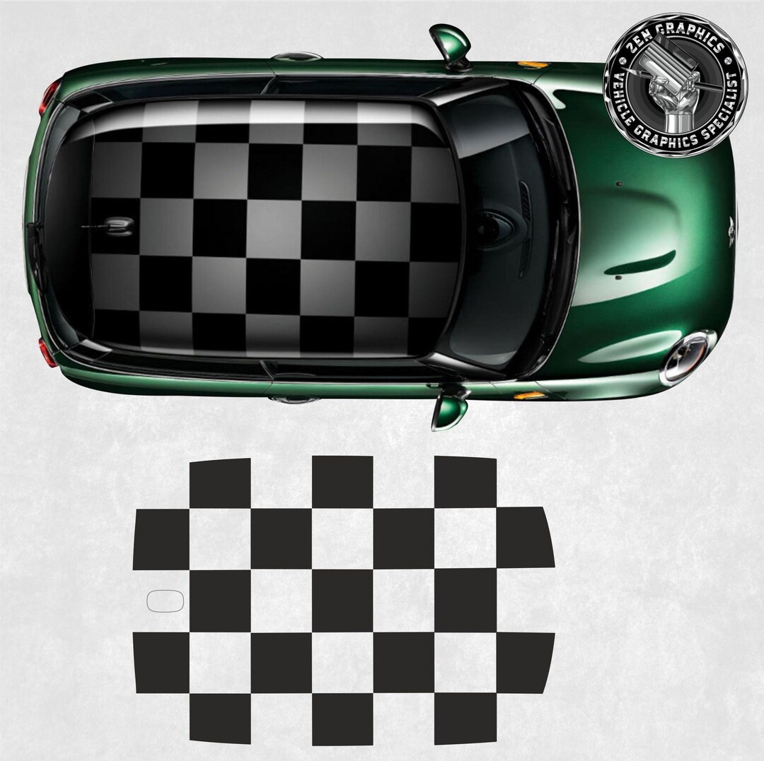 Exact Spec Roof Chequered Flag Graphics for Mini F56 3 Door Cooper S ...