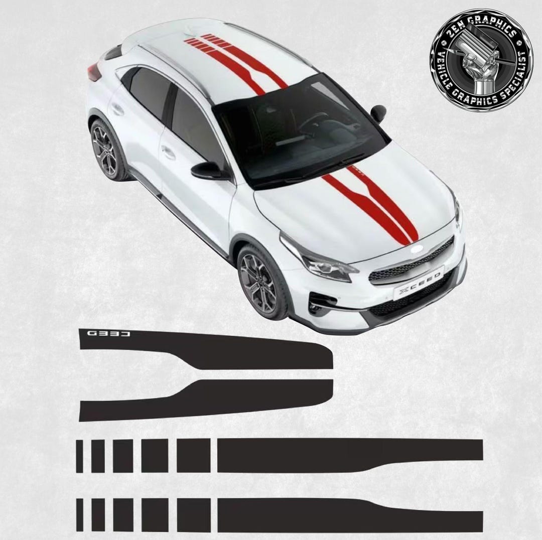 Bonnet & Roof Stripes to Fit Kia Xceed 2020 Onwards Over the Top Decals ...