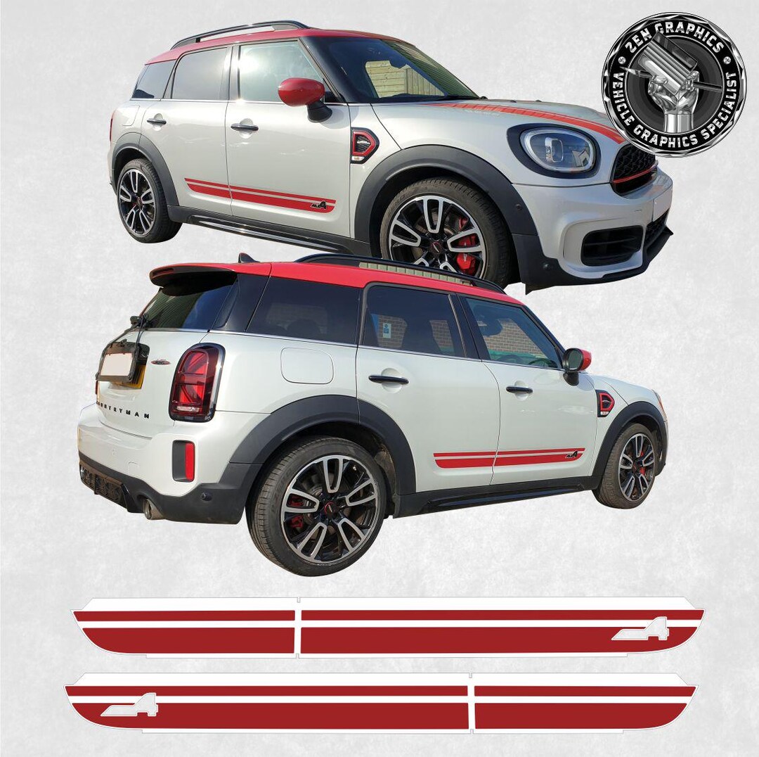 Chili Red Exact Spec Side Stripes Kit to Fit Mini F60 Countryman JCW ...