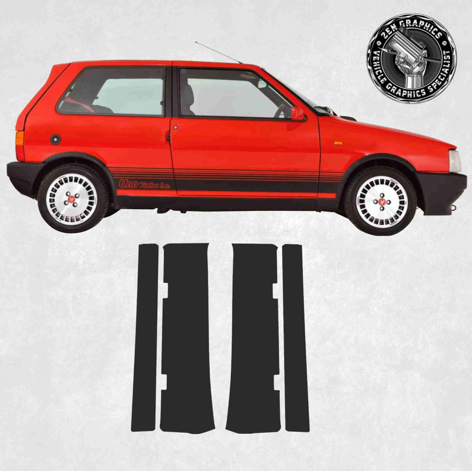 B Pillar Vinyl Kit to Fit Fiat Uno Mk1 Mk2 3 Door Abarth Turbo Vinyl ...