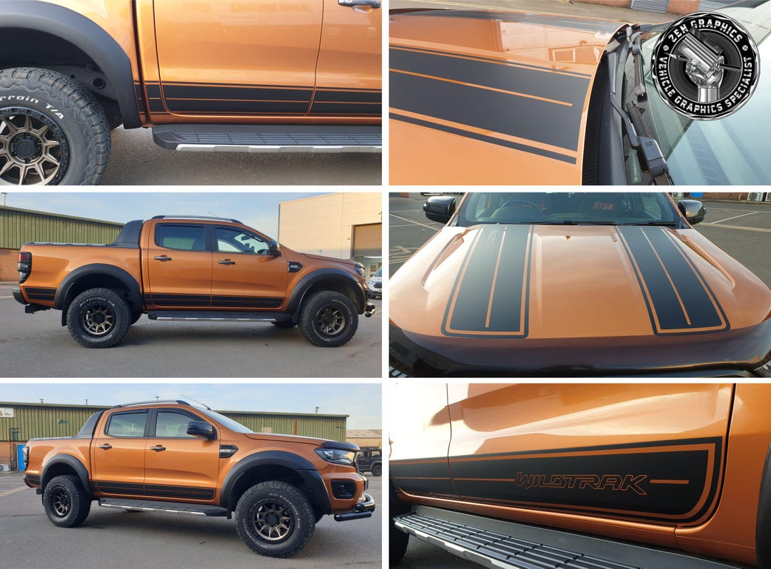 Side & Bonnet Stripes to Fit Ford Ranger Wildtrak Graphics Stickers ...