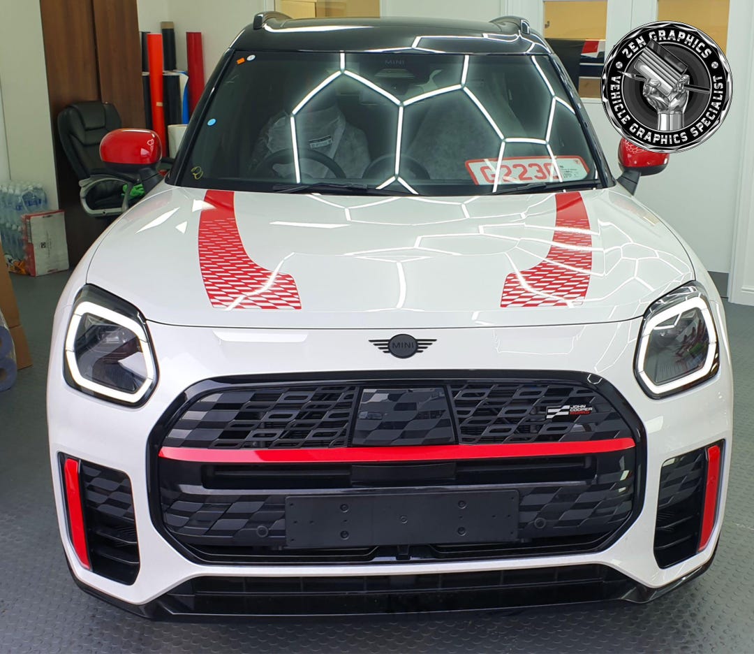 JCW Bonnet Stripes Die Cut for Mini U25 Countryman Cooper S Stickers ...