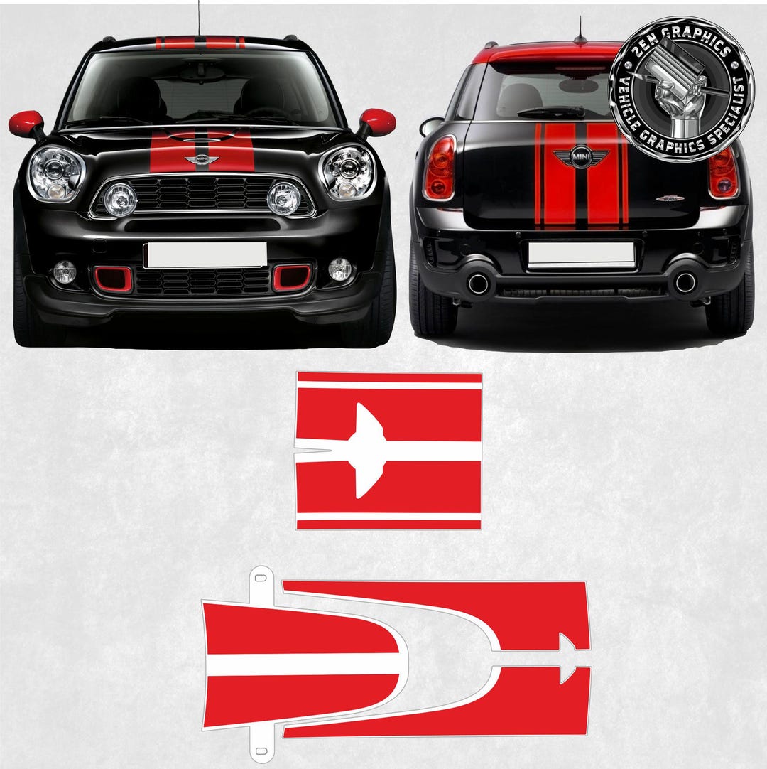 Bonnet and Rear Stripes to Fit Mini R60 Countryman Cooper / S & JCW ...