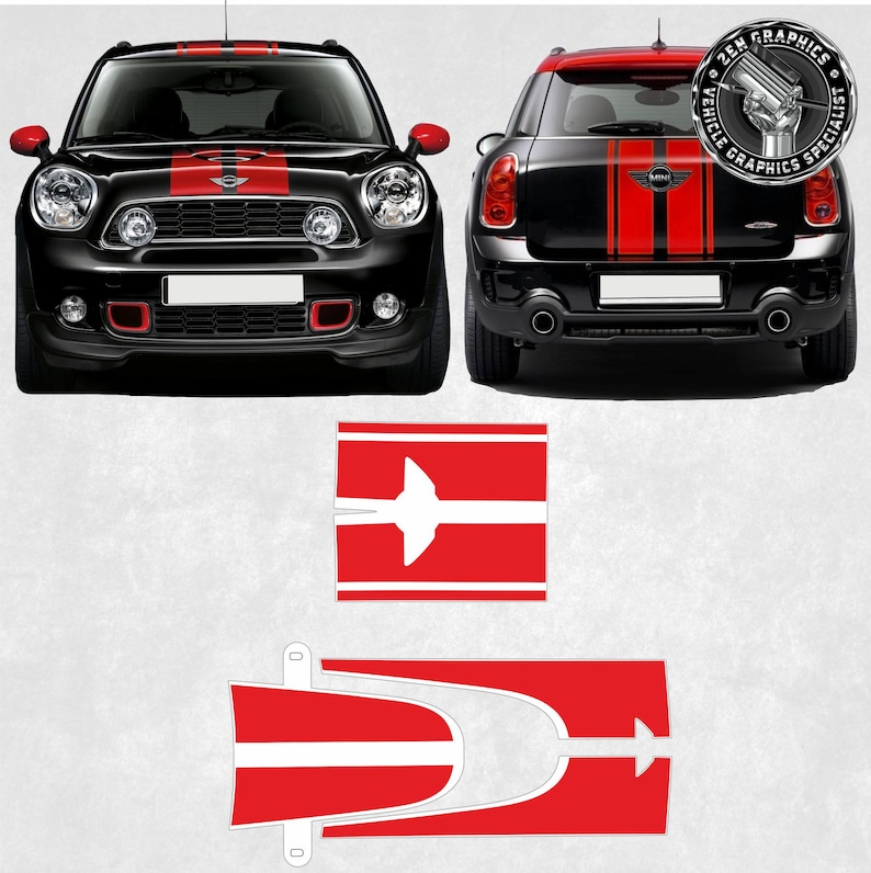 Bonnet and Rear Stripes to Fit Mini R60 Countryman Cooper / S & JCW ...