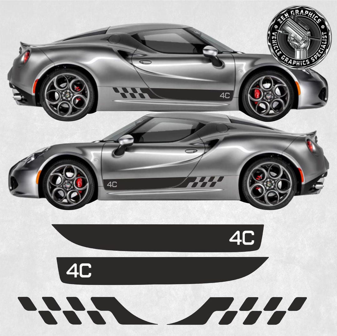 Side Stripes for Alfa Romeo 4C 2015 - 17 Exact Factory Fit Size and ...
