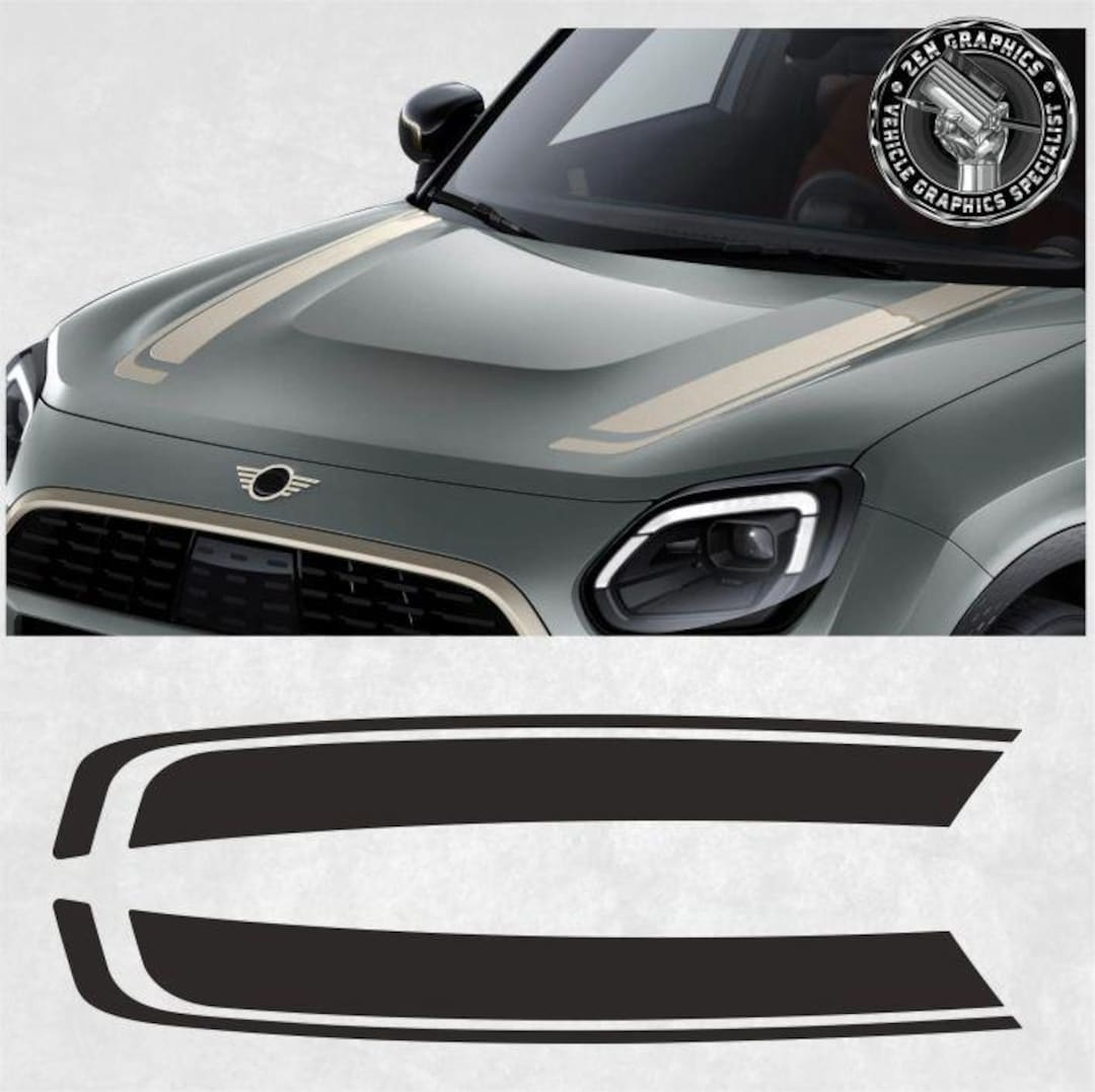 Favoured Bonnet Stripes to Fit Mini U25 Countryman Cooper S Works Vinyl ...