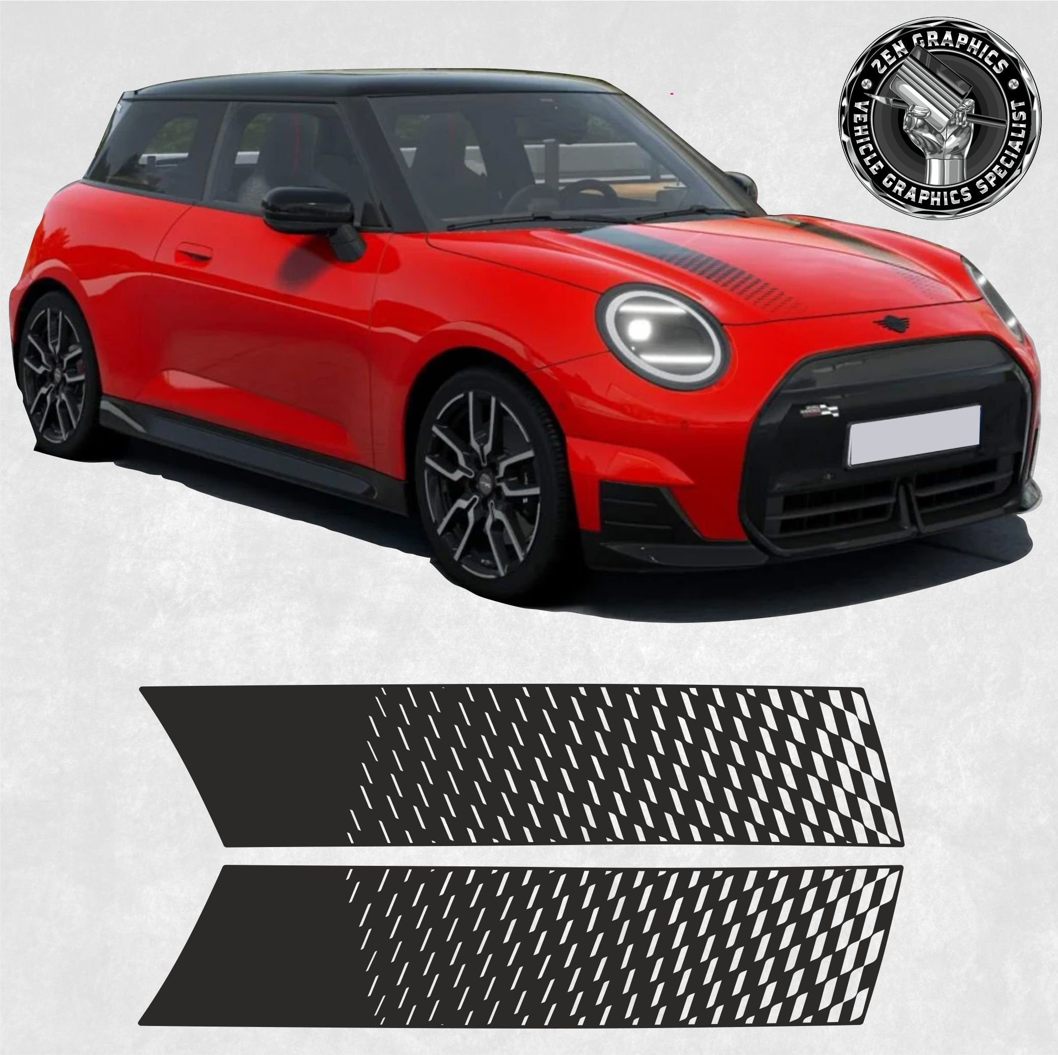 Bonnet Die Cut Stripes Kit to Fit Mini J01 Electric Cooper E SE JCW ...