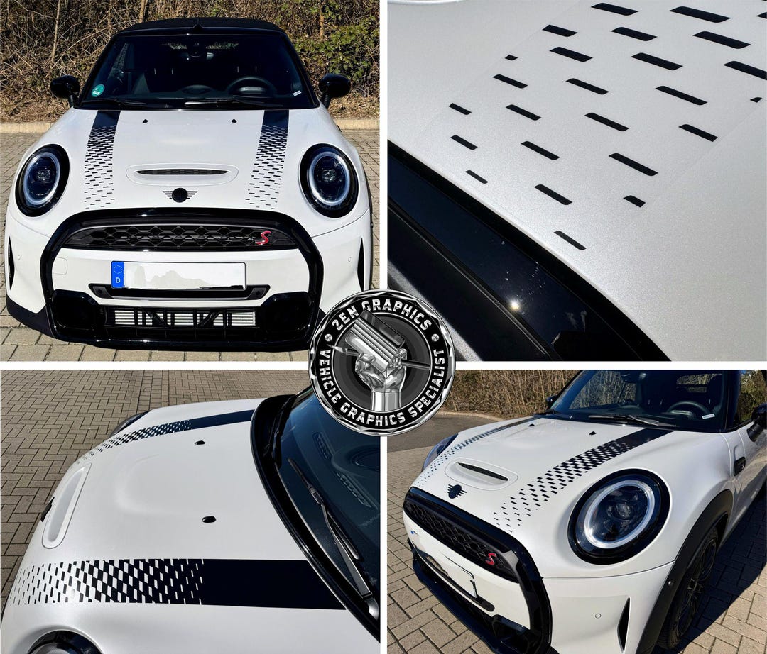 Transparent & Black Bonnet Stripes for Mini F56 3 Door F55 5 Door ...