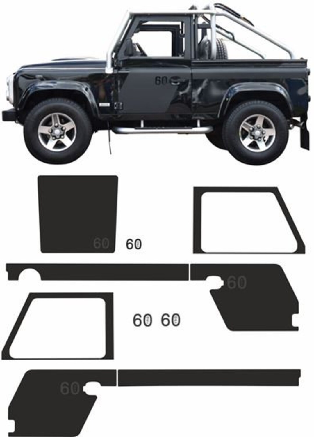Decals to Fit Defender 90 Soft Top 60th Anniversary SVX - Vinyls ...