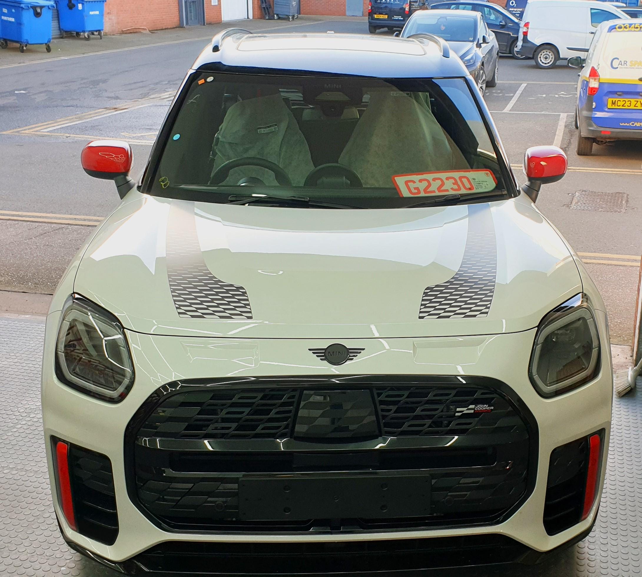 JCW Bonnet Stripes Black & Transparent OEM Spec for Mini Countryman U25 ...