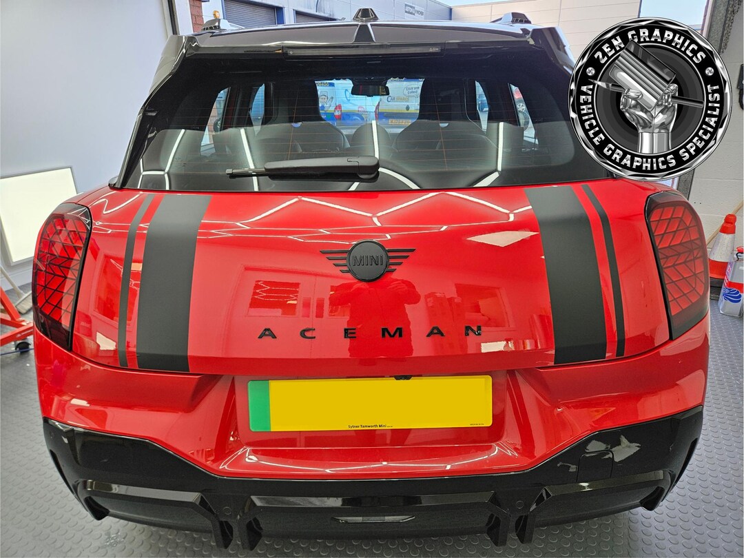 Rear Hatch Stripes to Fit Mini J05 Aceman JCW Cooper S Works Vinyl ...