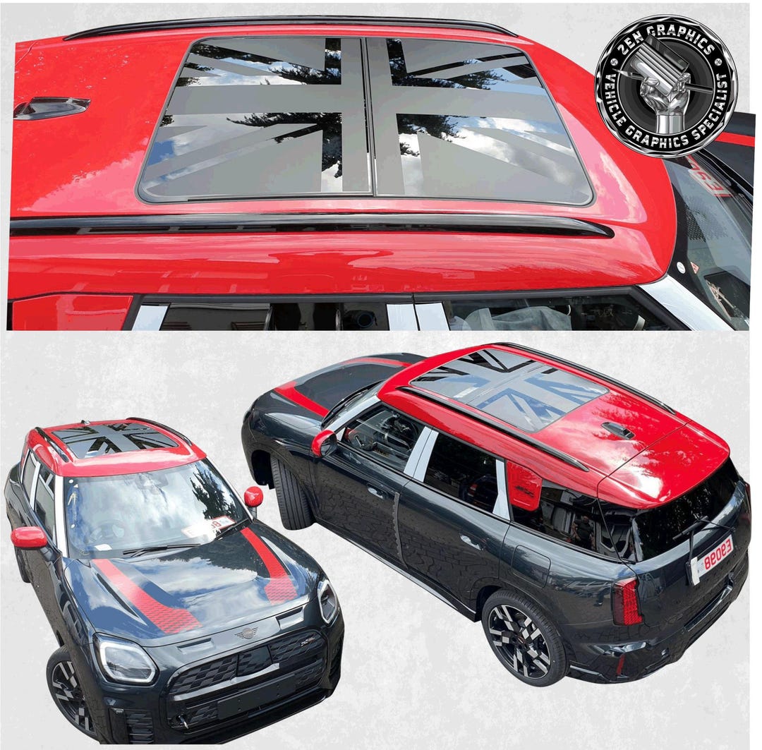 Panoramic Glass Roof Union Jack Graphics to Fit Mini U25 Countryman JCW ...