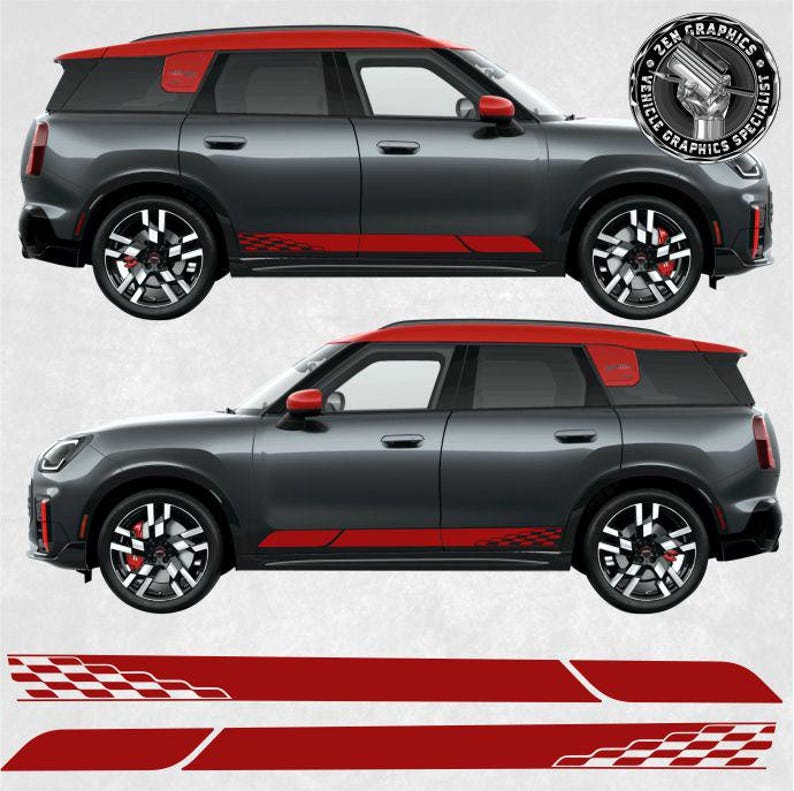 Side Stripes to Fit Mini U25 Countryman JCW Cooper S Works Vinyl Decals ...