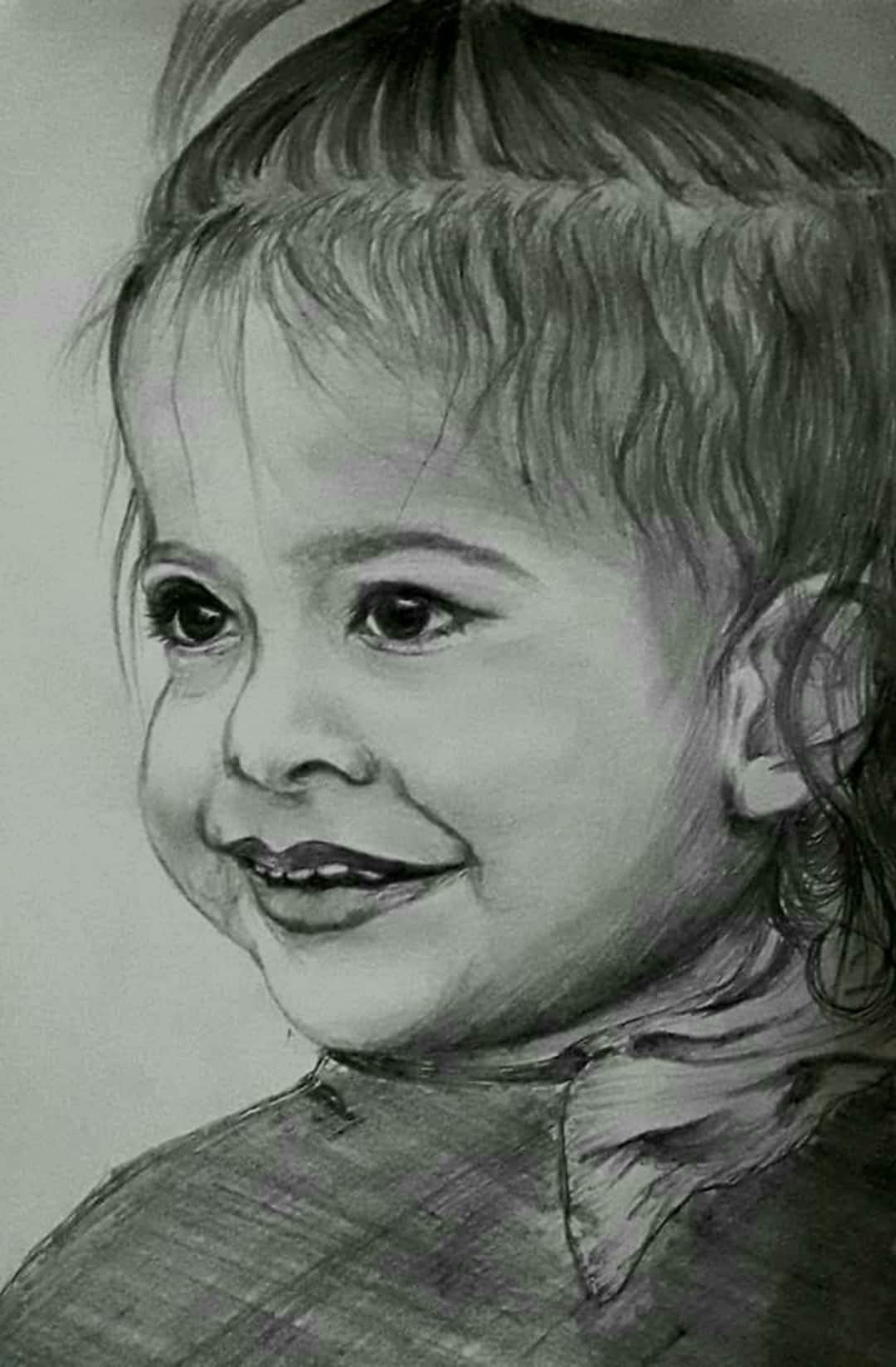 Innocent Smile Sketch on A4 Paper - Etsy