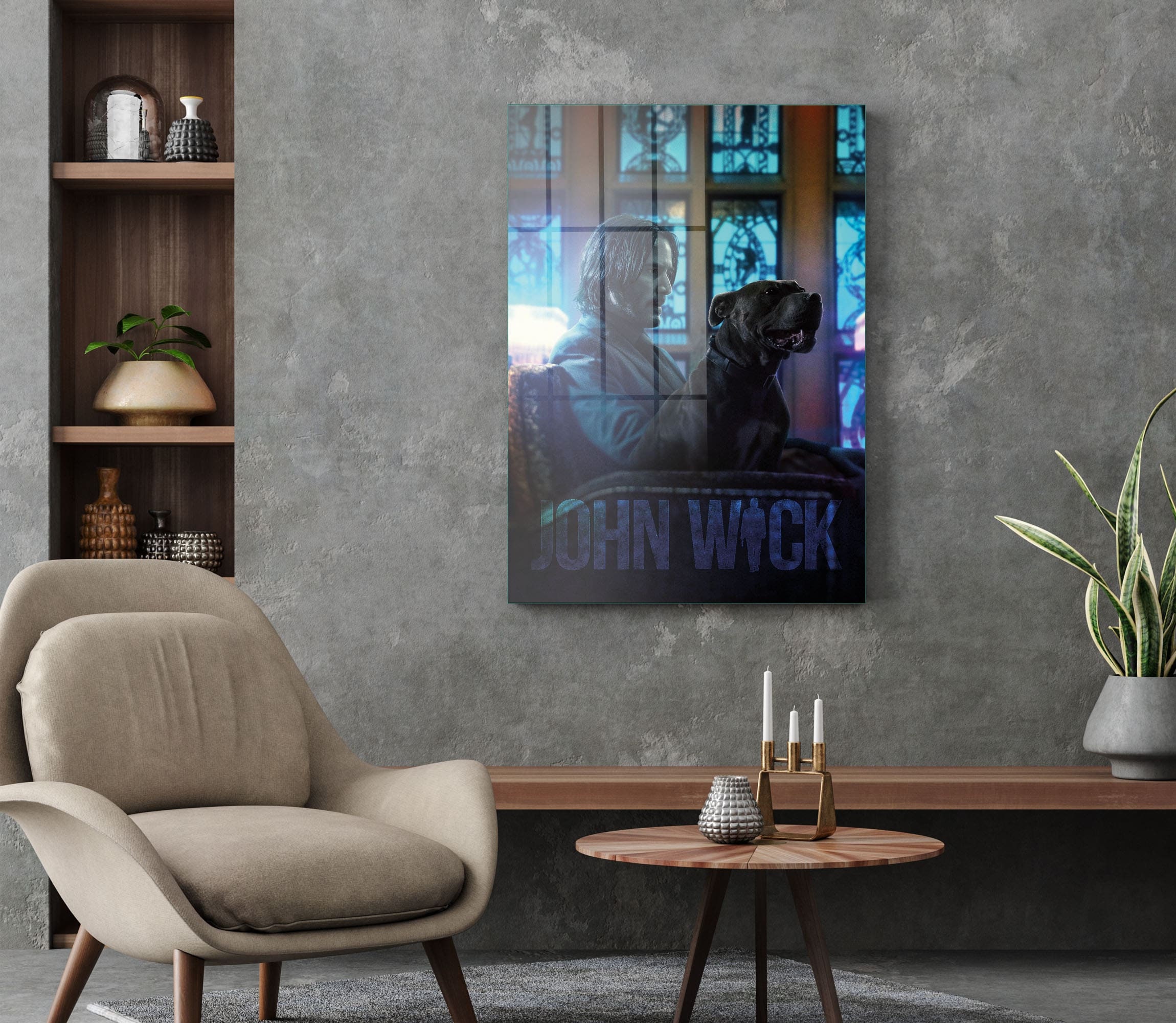 John Wick Glass Poster Wall Decoration, Movie Poster