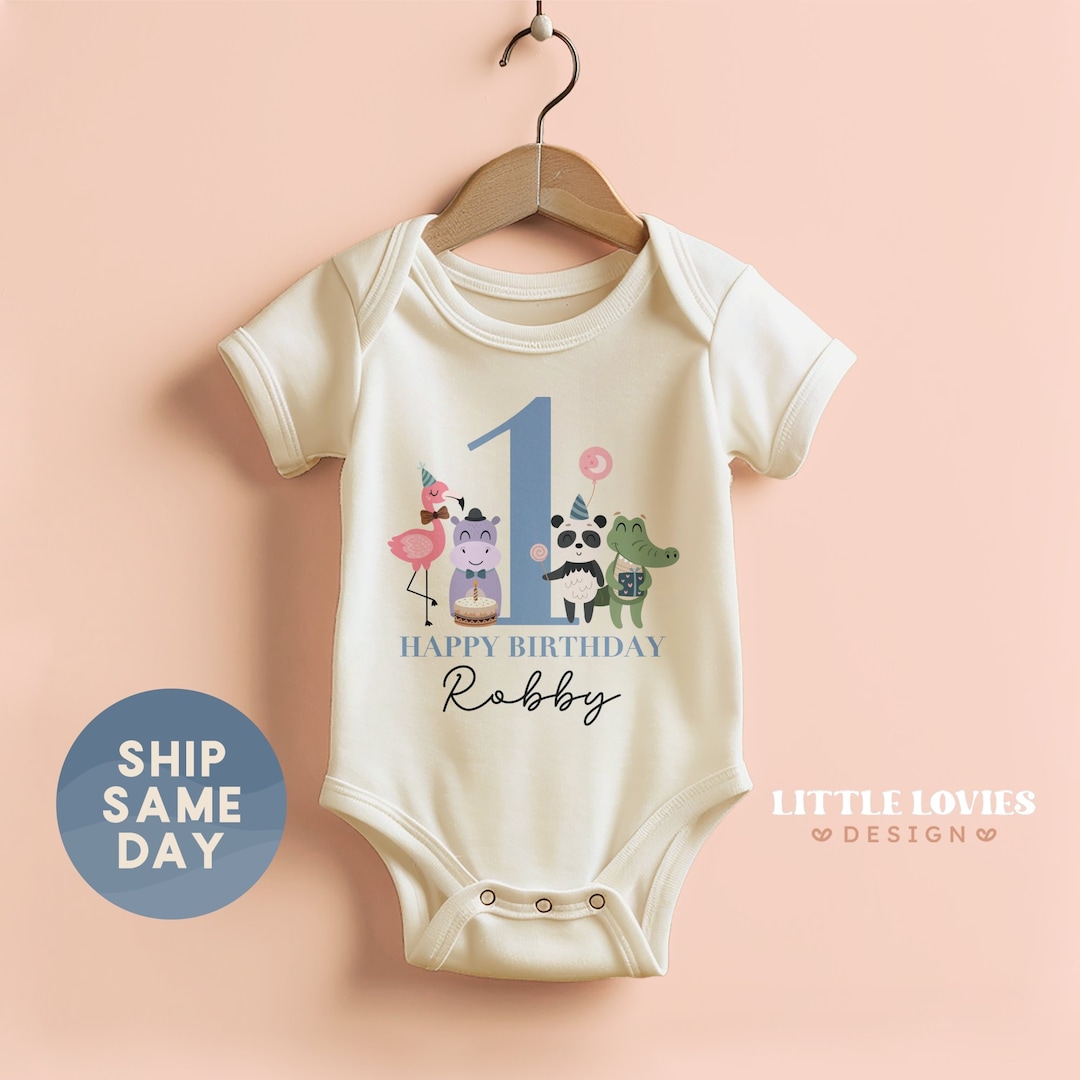Custom Happy 1st Birthday Onesie®, One Year Old Baby Bodysuit, 1st ...