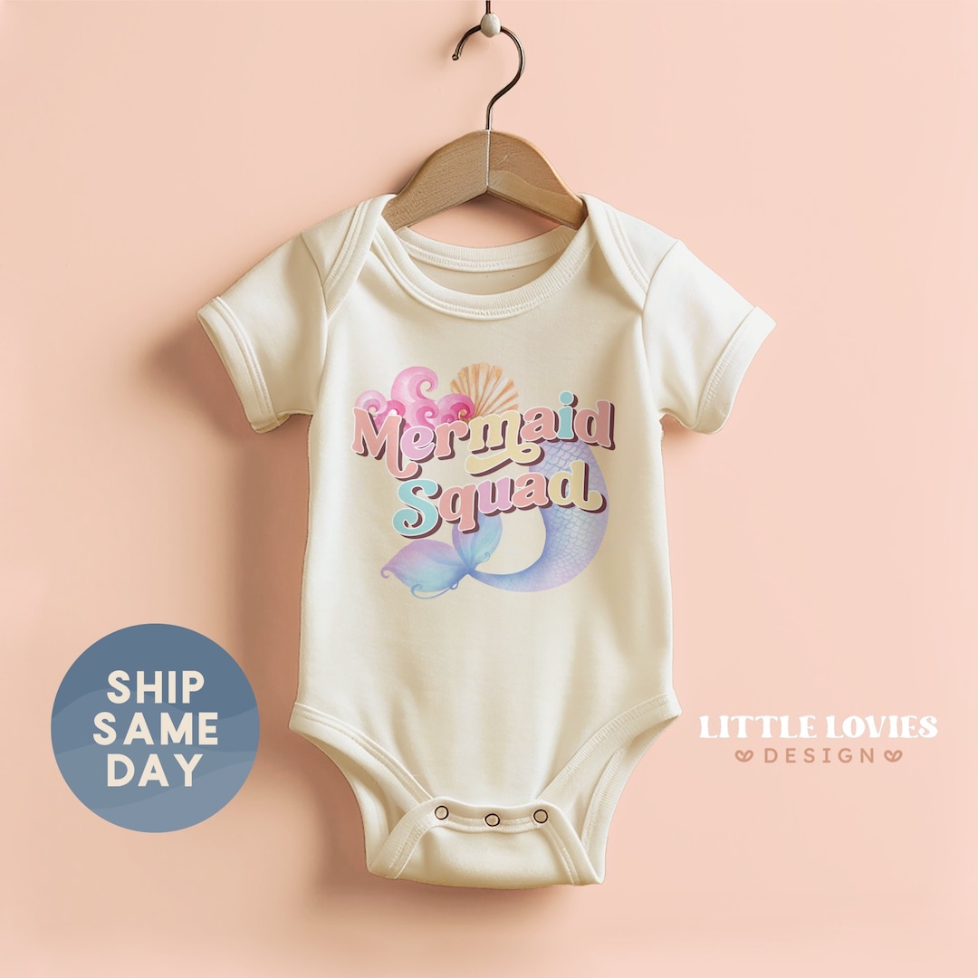 Mermaid Squad Onesie®, Sea Sister Squad Bodysuit, Mermaid Tail Baby ...