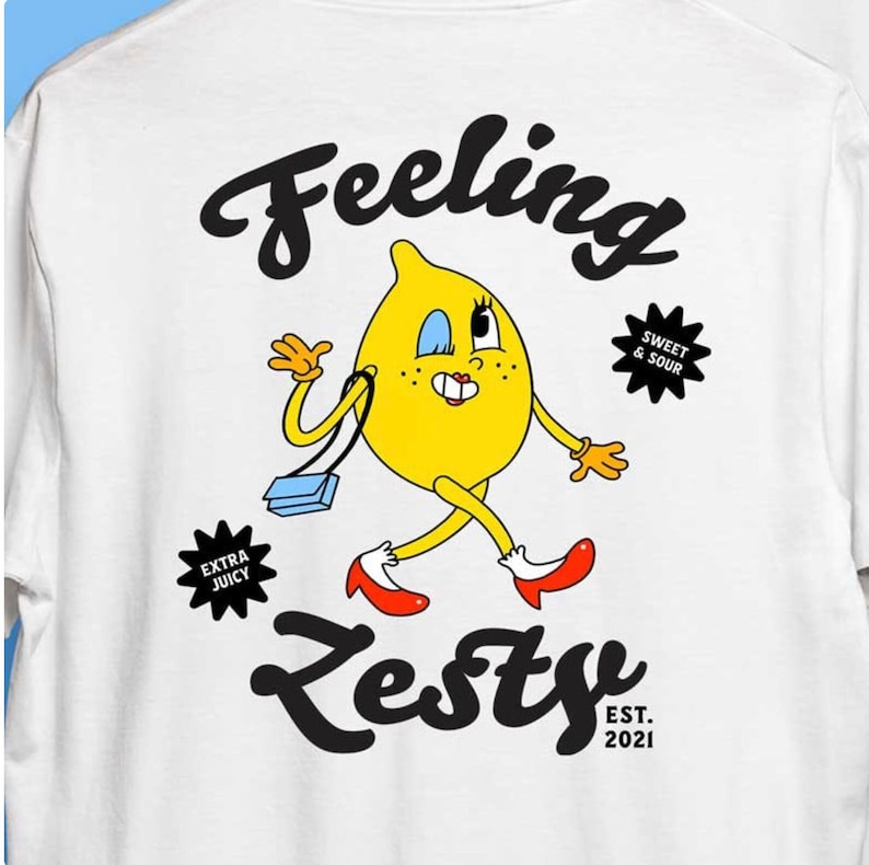 Feeling Zesty Men & Women's Vintage Lemon Character Tshirt | Colourful ...