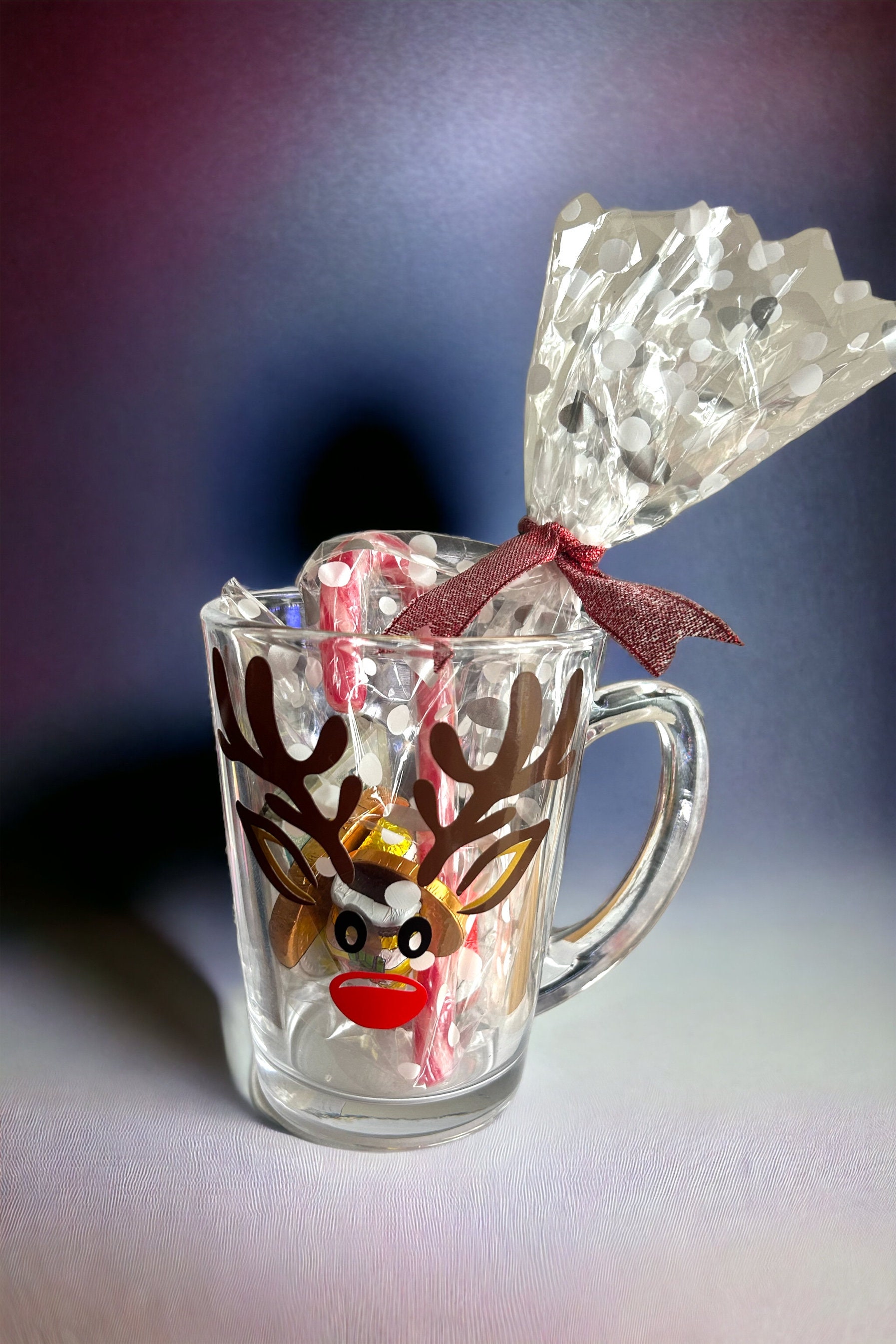 Personalised Christmas Glass Mug Reindeer Hot Chocolate Coffee - Etsy